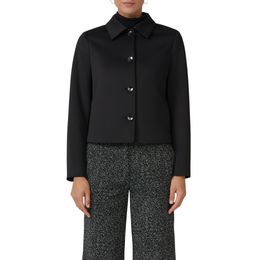 Damen Hemdjacke, schwarz, Gr. 48, s.Oliver BLACK LABEL, unifarben, Web, Obermaterial: 92% Polyester, 8% Elasthan. Futter: 100% Polyester, Jacken, mit