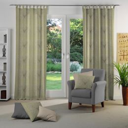 Vorhang WIRTH, B:132cm H:245cm, gr&uuml;n, Jacquard, Baumwolle, Polyester, Wohnzimmer, Gardinen, "Stuben"