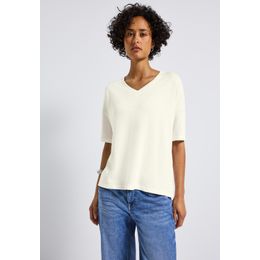 Street One Damen T-Shirt, wei&szlig;, Gr. 44, unifarben, Stoff, 84% Viskose, 16% Polyester, Shirts, aus softer Viskose