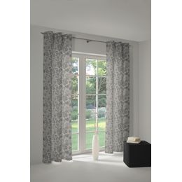 Vorhang Adam, B:145cm H:245cm, schwarz, Jacquard, Baumwolle (Bio-Baumwolle), Wohnzimmer, Gardinen, "Flower Cuv&eacute;e", aus 100% Bio-Baumwolle