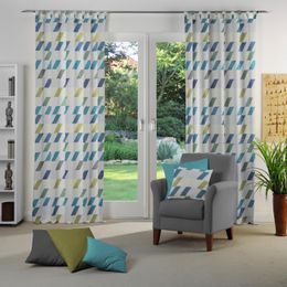 Vorhang WIRTH, B:132cm H:145cm, blau, Jacquard, Baumwolle, Polyester, Wohnzimmer, Gardinen, "Bray"