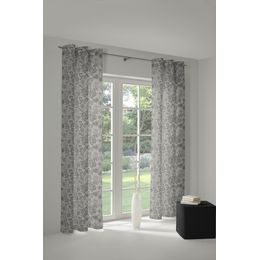 Vorhang Adam, B:145cm H:145cm, schwarz, Jacquard, Baumwolle (Bio-Baumwolle), Wohnzimmer, Gardinen, "Flower Cuv&eacute;e", aus 100% Bio-Baumwolle