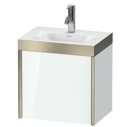 Duravit XViu Waschtisch-Unterschrank XV4630OB185P 45x33,3cm, 1 T&uuml;r, links, 1 Hahnloch, champagner matt, Rahmen P, wei&szlig; hochglanz