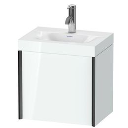 Duravit XViu Waschtisch-Unterschrank XV4631OB285C 45x33,3cm, 1 T&uuml;r, rechts, 1 Hahnloch, schwarz matt, Rahmen C, wei&szlig; hochglanz
