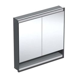 Geberit One Unterputz Spiegelschrank 505823007 90 x 90 x 15cm, schwarz matt/Aluminium pulverbeschichtet, mit Nische und ComfortLight, 2 T&uuml;ren