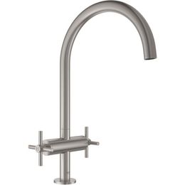 Grohe Atrio Sp&uuml;ltisch-2-Griff-Armatur 30362DC0 supersteel, mit C-Auslauf mit Mousseur
