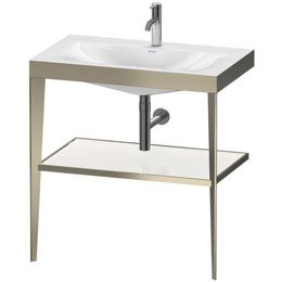 Duravit XViu M&ouml;belwaschtisch-Kombination XV4715OB185 80 x 48 cm, 1 Hahnloch, wei&szlig; hochglanz, mit Metallkonsole, champagner matt