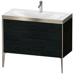 Duravit XViu Waschtisch-Unterschrank XV4711OB116P 100x48cm, 2 Ausz&uuml;ge, 1 Hahnloch, champagner matt, Rahmen P, Eiche schwarz
