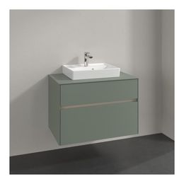 Villeroy & Boch Villeroy und Boch Collaro Waschtischunterschrank C069B0AF 80x54,8x50cm, Waschtisch mittig, LED-Beleuchtung 5,7 W, soft green