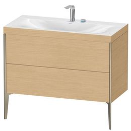 Duravit XViu Waschtisch-Unterschrank XV4711EB130C 100x48cm, 2 Ausz&uuml;ge, 2 Hahnl&ouml;cher, champagner matt, Rahmen C, Eiche natur