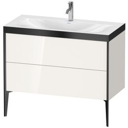 Duravit XViu Waschtisch-Unterschrank XV4711OB222P 100x48cm, 2 Ausz&uuml;ge, 1 Hahnloch, schwarz matt, Rahmen P, wei&szlig; hochglanz