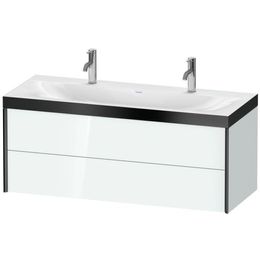Duravit XViu Waschtisch-Unterschrank XV4618OB285P 120x48cm, 2 Schubk&auml;sten, schwarz matt, Rahmen P, wei&szlig; hochglanz
