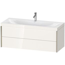 Duravit XViu Waschtisch-Unterschrank XV4617OB122C 120x48cm, 2 Schubk&auml;sten, 1 Hahnloch, champagner matt, Rahmen C, wei&szlig; hochglanz