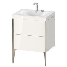 Duravit XViu Waschtisch-Unterschrank XV4709EB122C 60x48cm, 2 Ausz&uuml;ge, 2 Hahnl&ouml;cher, champagner matt, Rahmen C, wei&szlig; hochglanz