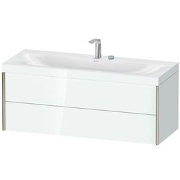 Duravit XViu Waschtisch-Unterschrank XV4617EB185C 120x48cm, 2 Schubk&auml;sten, 2 Hahnl&ouml;cher, champagner matt, Rahmen C, wei&szlig; hochglanz