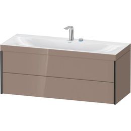 Duravit XViu Waschtisch-Unterschrank XV4617EB286C 120x48cm, 2 Schubk&auml;sten, 2 Hahnl&ouml;cher, schwarz matt, Rahmen C, cappucino hochglanz