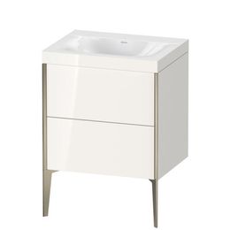 Duravit XViu Waschtisch-Unterschrank XV4709NB122C 60x48cm, 2 Ausz&uuml;ge, ohne Hahnloch, champagner matt, Rahmen C, wei&szlig; hochglanz