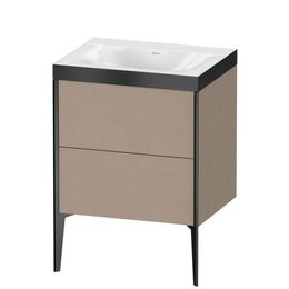 Duravit XViu Waschtisch-Unterschrank XV4709NB275P 60x48cm, 2 Ausz&uuml;ge, ohne Hahnloch, schwarz matt, Rahmen P, leinen