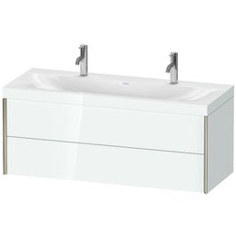 Duravit XViu Waschtisch-Unterschrank XV4618OB185C 120x48cm, 2 Schubk&auml;sten, champagner matt, Rahmen C, wei&szlig; hochglanz