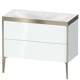 Duravit XViu Waschtisch-Unterschrank XV4711NB185P 100x48cm, 2 Ausz&uuml;ge, ohne Hahnloch, champagner matt, Rahmen P, wei&szlig; hochglanz