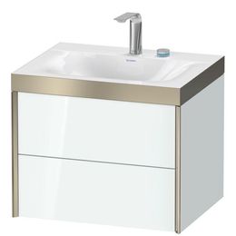 Duravit XViu Waschtisch-Unterschrank XV4614EB185P 60x48cm, 2 Schubk&auml;sten, 2 Hahnl&ouml;cher, champagner matt, Rahmen P, wei&szlig; hochglanz