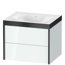 Duravit XViu Waschtisch-Unterschrank XV4614NB285P 60x48cm, 2 Schubk&auml;sten, ohne Hahnloch, schwarz matt, Rahmen P, wei&szlig; hochglanz