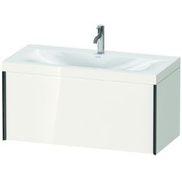 Duravit XViu Waschtisch-Unterschrank XV4611OB222C 100x48cm, 1 Auszug, 1 Hahnloch, schwarz matt, Rahmen C, wei&szlig; hochglanz