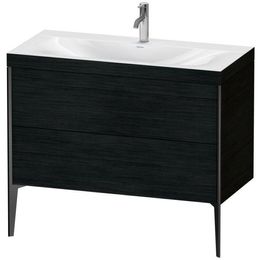 Duravit XViu Waschtisch-Unterschrank XV4711OB216C 100x48cm, 2 Ausz&uuml;ge, 1 Hahnloch, schwarz matt, Rahmen C, Eiche schwarz