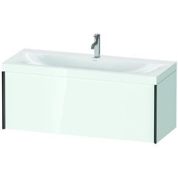Duravit XViu Waschtisch-Unterschrank XV4612OB285C 120x48cm, 1 Auszug, 1 Hahnloch, schwarz matt, Rahmen C, wei&szlig; hochglanz