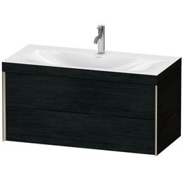 Duravit XViu Waschtisch-Unterschrank XV4616OB116C 100x48cm, 2 Schubk&auml;sten, 1 Hahnloch, champagner matt, Rahmen C, Eiche schwarz