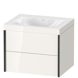 Duravit XViu Waschtisch-Unterschrank XV4614NB222C 60x48cm, 2 Schubk&auml;sten, ohne Hahnloch, schwarz matt, Rahmen C, wei&szlig; hochglanz
