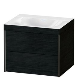 Duravit XViu Waschtisch-Unterschrank XV4614NB216C 60x48cm, 2 Schubk&auml;sten, ohne Hahnloch, schwarz matt, Rahmen C, Eiche schwarz