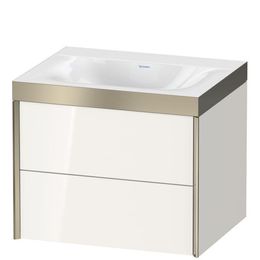 Duravit XViu Waschtisch-Unterschrank XV4614NB122P 60x48cm, 2 Schubk&auml;sten, ohne Hahnloch, champagner matt, Rahmen P, wei&szlig; hochglanz