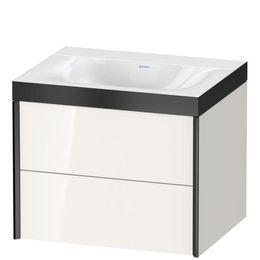 Duravit XViu Waschtisch-Unterschrank XV4614NB222P 60x48cm, 2 Schubk&auml;sten, ohne Hahnloch, schwarz matt, Rahmen P, wei&szlig; hochglanz