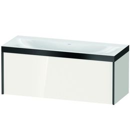 Duravit XViu Waschtisch-Unterschrank XV4612NB222P 120x48cm, 1 Auszug, ohne Hahnloch, schwarz matt, Rahmen P, wei&szlig; hochglanz