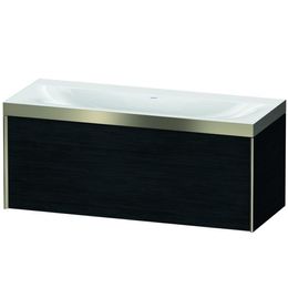 Duravit XViu Waschtisch-Unterschrank XV4612NB116P 120x48cm, 1 Auszug, ohne Hahnloch, champagner matt, Rahmen P, Eiche schwarz