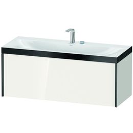 Duravit XViu Waschtisch-Unterschrank XV4612EB222P 120x48cm, 1 Auszug, 2 Hahnl&ouml;cher, schwarz matt, Rahmen P, wei&szlig; hochglanz