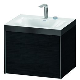Duravit XViu Waschtisch-Unterschrank XV4609EB216P 60x48cm, 1 Auszug, 2 Hahnl&ouml;cher, schwarz matt, Rahmen P, Eiche schwarz
