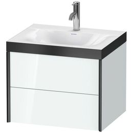Duravit XViu Waschtisch-Unterschrank XV4614OB285P 60x48cm, 2 Schubk&auml;sten, 1 Hahnloch, schwarz matt, Rahmen P, wei&szlig; hochglanz