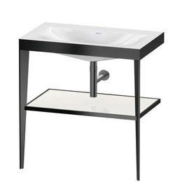 Duravit XViu M&ouml;belwaschtisch-Kombination XV4715NB285 80 x 48 cm, ohne Hahnloch, wei&szlig; hochglanz, mit Metallkonsole, schwarz matt