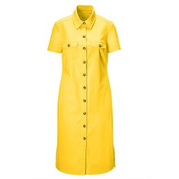 Madeleine Mode MADELEINE Damen Sommerkleid "Kleid Schmales Hemdblusenkleid mit Kurzarm", gelb, Modern, Gr. 40, Obermaterial: 97% Baumwolle CO. 3% Elasthan EL.,