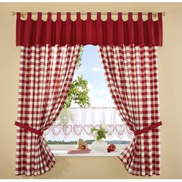 Vorhang, B:130cm H:145cm, rot, Stickereien Plauen, Polyester, Wohnzimmer, Gardinen, "Durach"