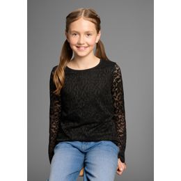 Kidsworld M&auml;dchen Langarmshirt "Spizten-Shirt", schwarz, Gr. 128, unifarben, Jersey, Obermaterial: 95% Polyester, 5% Elasthan. Futter: 95% Baumwolle,
