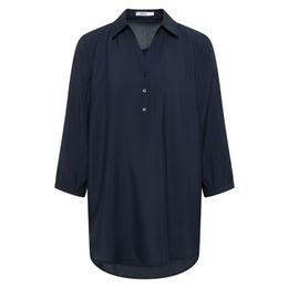 Cecil Damen Longbluse, blau, Gr. S, unifarben, Stoff, 84% Modal, 16% Polyester, Blusen, mit 3/4 &Auml;rmeln