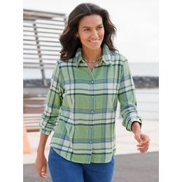 Casual Looks Damen Karobluse, blau, Gr. 46, gemustert, kariert, mehrfarbig, 100% Baumwolle, Blusen