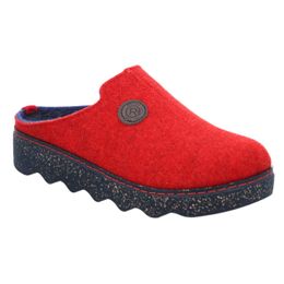 Rohde Damen Pantoffel "FOGGIA", Gr. 41, rot, Filz, Schuhe, Hausschuh, Schlappen, Clog, Homeslipper mit Profilsohle