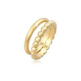 Elli Damen Ring-Set "Bandring Basic Kugel Design (2 tlg.) 925 Silber", 58mm, ohne Stein, Silber 925 (Sterlingsilber), gold, Silber 925