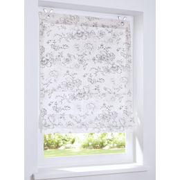 Raffrollo Kutti, B:80cm H:130cm, grau, Obermaterial: 100% Baumwolle, Wohnzimmer, Raffrollos, "Joy", Baumwolle Landhausstil