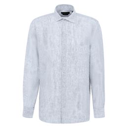 Bugatti Herren Langarmhemd, blau, Gr. 4XL, unifarben, 100% Leinen, Hemden, aus Leinen