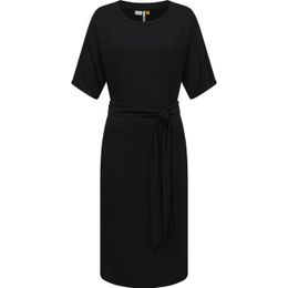 Ragwear Damen Shirtkleid "Pallerma", schwarz, Basic, Gr. XS, Material: 70% Modal, 30% Polyester, Kleider, stylisches Sommerkleid mit Bindeband an der